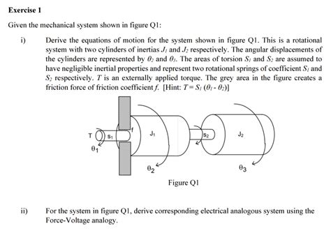 Solved Exercise Given The Mechanical System Shown In Chegg