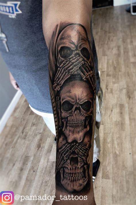 See No Evil Skull Tattoos