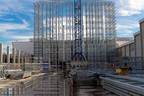 Asrs Clad Rack Structural Framework During Firts Stage Of Installation Stock Image Image Of