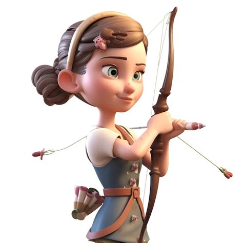 Premium Ai Image Cute Cartoon Girl With Bow And Arrow Isolated Over White