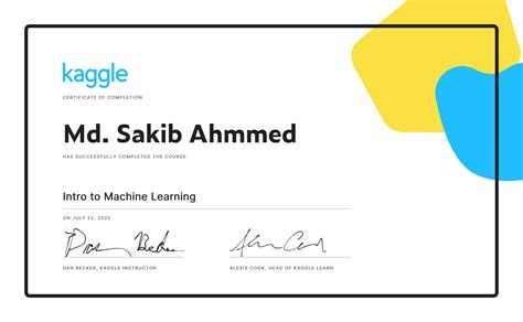 Md Sakib Ahmmed Completed The Intro To Machine Learning Course On Kaggle