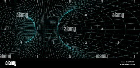 Wormhole Wireframe Structure Neon Geometric Dotted Outline Grid Tunnel Backdrop 3d Funnel Or