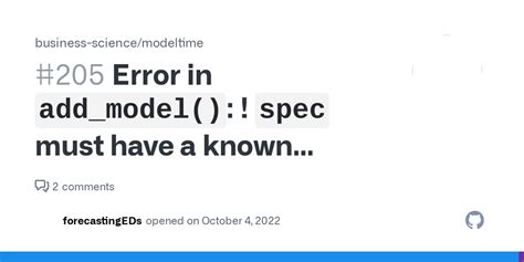 Error In `addmodel` `spec` Must Have A Known Mode · Issue 205 · Business Science