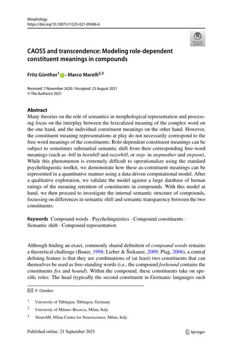 Pdf Patterns In Caoss Distributed Representations Predict Variation