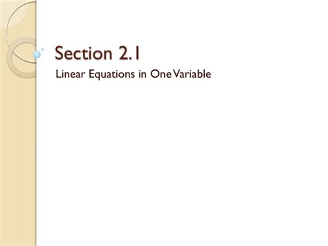 Linear Equations In One Variable Presentation