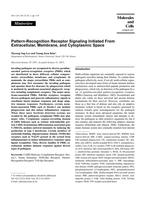 Pdf Pattern Recognition Receptor Signaling Initiated From