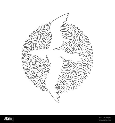 Single Curly One Line Drawing Of Cute Albatros Abstract Art Continuous Line Drawing Design