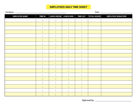 Daily Task Sheet Template