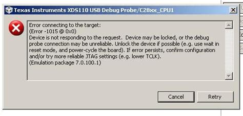 CCS TMS F C Xx XDS JTAG Connectivity Debug Help C