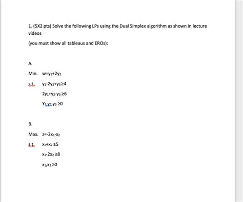 Solved Show Eros Solve The Following Lps Using The Dual