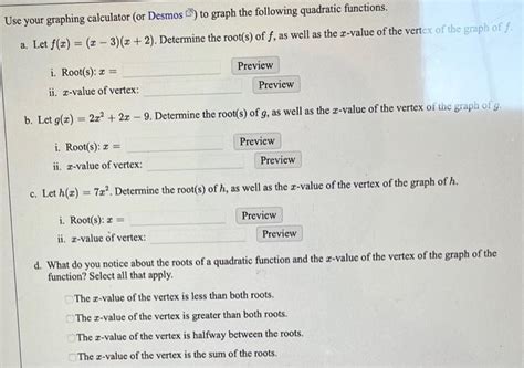 Solved Jse Your Graphing Calculator Or Desmos To Graph Chegg Com