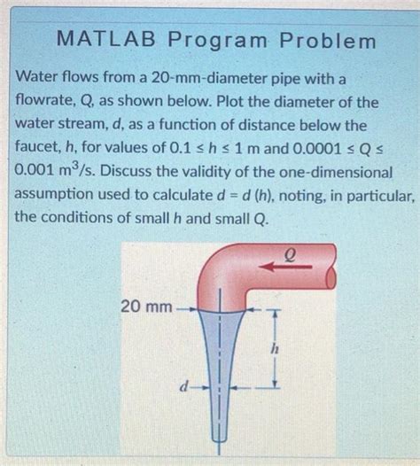 solved matlab program problem water flows from a