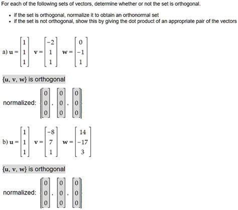 Solved For Each Of The Following Sets Of Vectors Determine Whether Or Not The Set Is