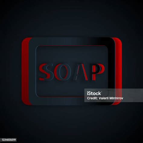 종이 컷 비누의 바 거품 아이콘 검은 배경에 격리 거품이있는 비누 바 종이 아트 스타일입니다 벡터 일러스트레이션 3차원 형태에 대한 스톡 벡터 아트 및 기타 이미지 Istock