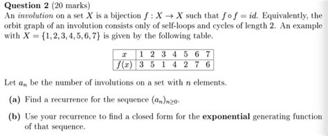 Solved Question 2 20 Marks An Involution On A Set X S A