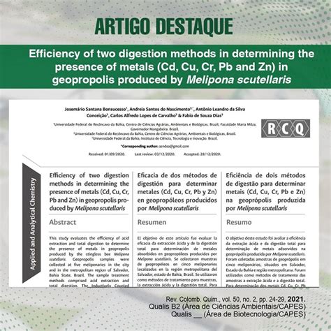 Artigo Destaque Efficiency Of Two Digestion Methods In Determining The