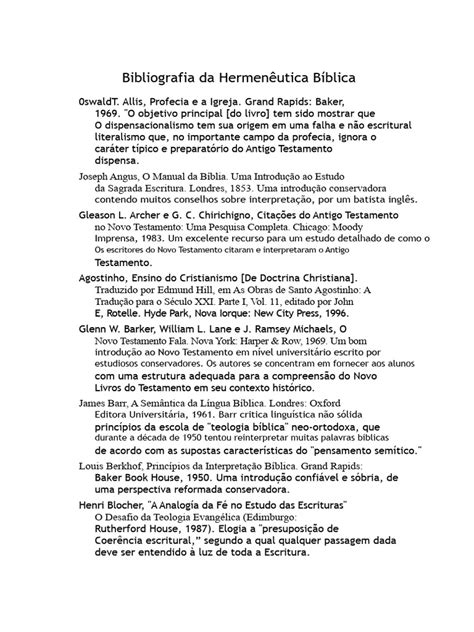 Bibliografia Da Hermenêutica Bíblica Pdf Bíblia Novo Testamento