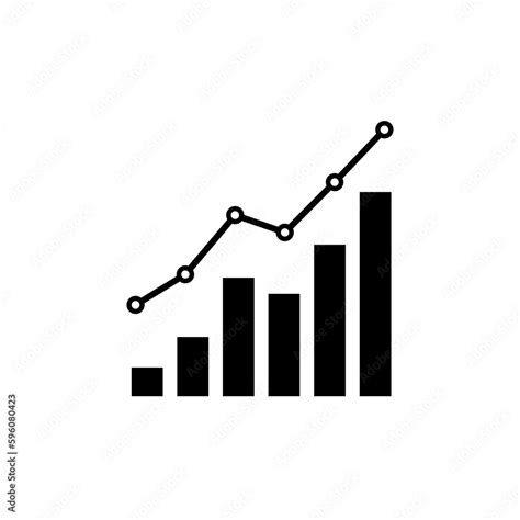 Chart Graph Black Icon Graph Growth With Arrow Isolated On White Background Hologram Positive