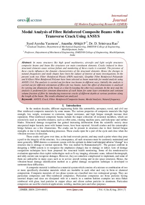 Pdf Modal Analysis Of Fibre Reinforced Composite Beams With A