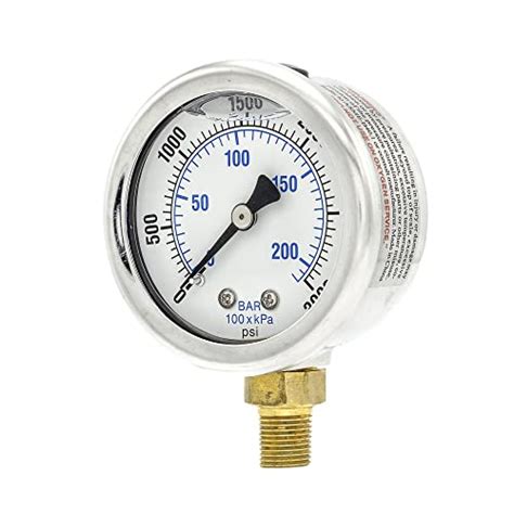 Liquid Filled Center Back Mount Pressure Gauge With 2 Dial 0 3000 Psi