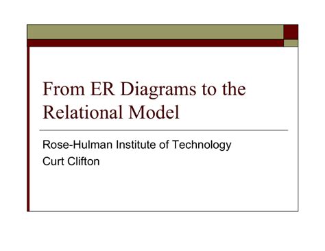 Ppt From Er Diagrams To The Relational Model Rose Hulman Institute