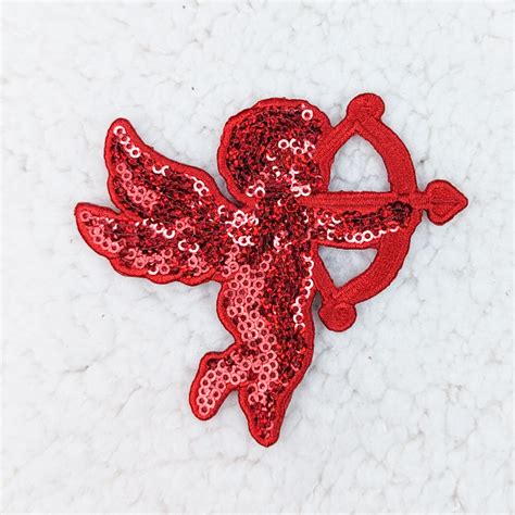 Red Cupid Hat Pocket Sequin Patch
