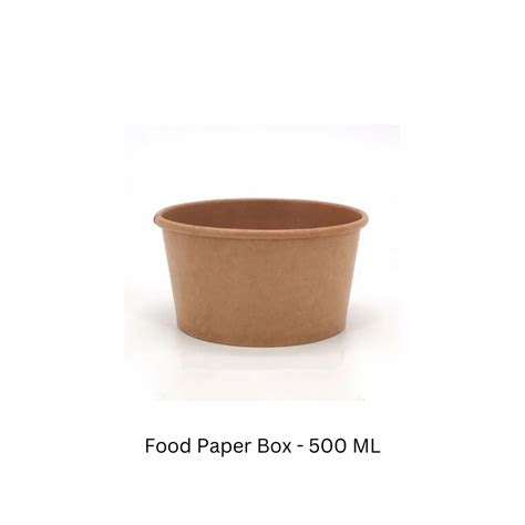 500 Ml Kraft Food Paper Container Round Biodegradable Takeaway