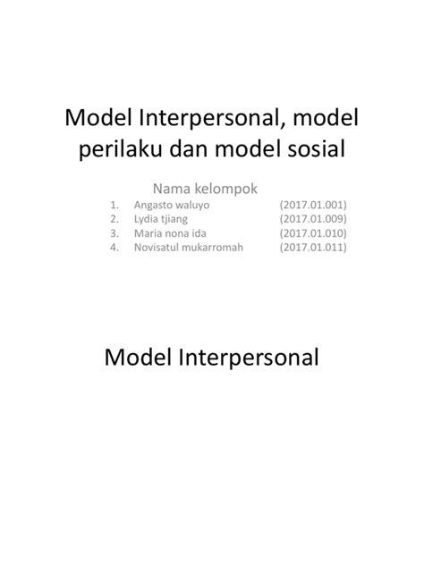 Model Interpersonal Model Perilaku Dan Model Sosial Pdf