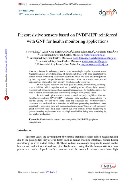 Pdf Piezoresistive Sensors Based On Pvdf Hfp Reinforced With Gnps For Health Monitoring