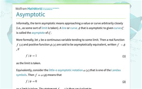Asymptotic From Wolfram Mathworld