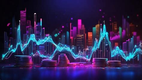 Premium Photo Trading Graph Graph With Neon Light Growth Graph