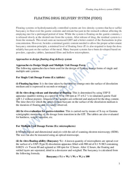 Pdf Floating Drug Delivery System Fdds