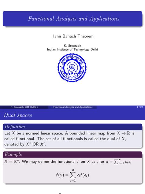 Lecture 14 Functionals Pdf Functional Analysis Banach Space