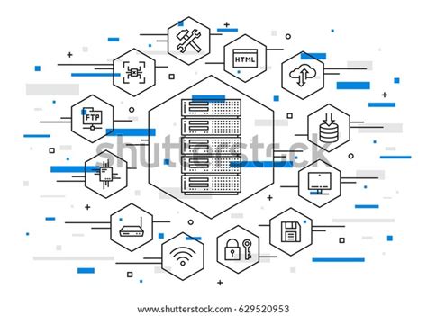 Server Technology Vector Illustration Network Database Infrastructure
