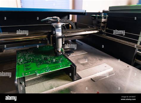 Machine Distributing Solder Onto Surface Of Printed Circuit Board Pcb Soldering Process Modern
