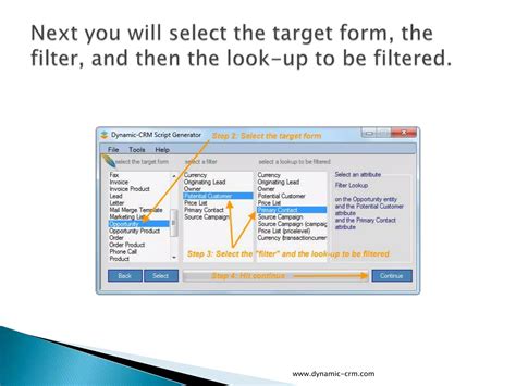 Dynamics Crm Microsoft Filter Look Up Script Ppt