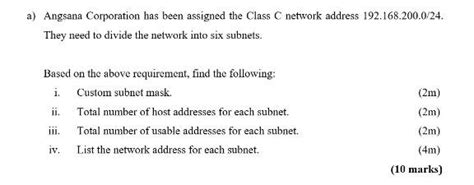 Solved A Angsana Corporation Has Been Assigned The Class C