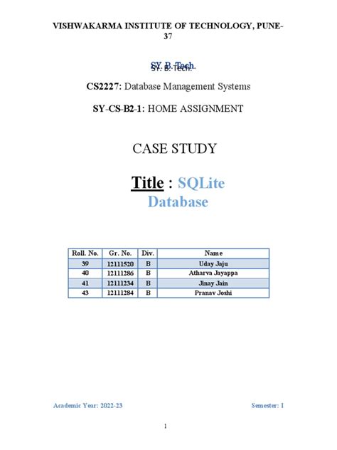 Case Study Sql Lite Database Pdf Databases Information