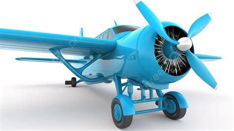 파란색 소형 비행기의 3d 모델 전면에 프로펠러가 있는 파란색 비행기의 3d 모델 격리 된 흰색 배경에 파란색 회전 익기 개체 3d 그래픽 배경 일러스트 및 사진 무료