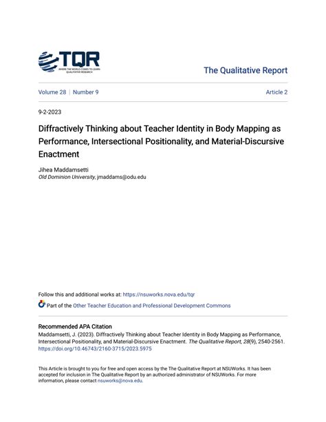 Pdf Diffractively Thinking About Teacher Identity In Body Mapping As Performance