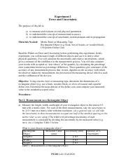 Error And Uncertainty Pdf Experiment Error And Uncertainty The Purpose Of This Lab Is A