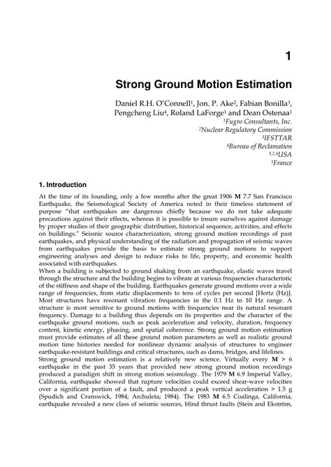 Pdf Strong Ground Motion Estimation