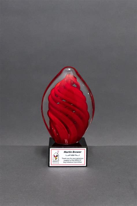 Red Swirl Egg Art Glass United Trophy