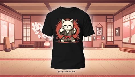 Cat Ninja Dojo T Shirt Cartoon Ninja Kitten Shirt Kitty Ninja