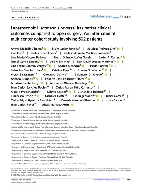 Pdf Laparoscopic Hartmanns Reversal Has Better Clinical Outcomes Compared To Open Surgery An