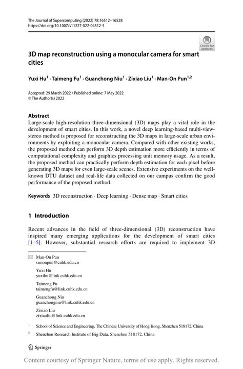 Pdf 3d Map Reconstruction Using A Monocular Camera For Smart Cities