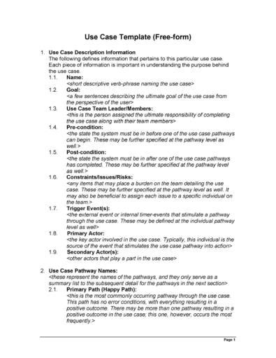 Use Case Templates Examples Word PDF ᐅ TemplateLab