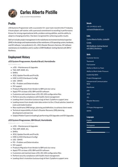 Carlos Alberto Pistillo Zos System Programmer Resume 2023 Pdf It And Internet Support