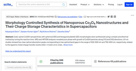 Citation Report Morphology Controlled Synthesis Of Nanoporous Co 3 O