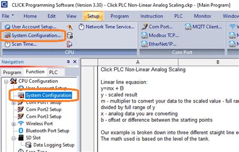Click Plc Analog Input Non Linear Scaling Acc Automation Plc